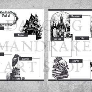 Black and White Gothic Printable Planner - Etsy