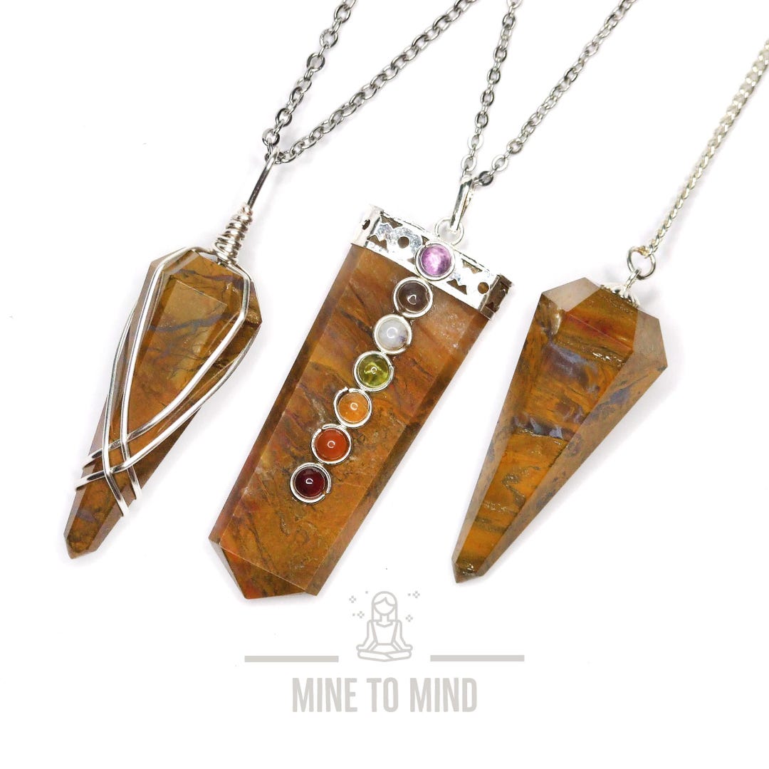 Yellow Petrified Wood | Gemstone Pendulum | Dowsing Divination | Wicca ...
