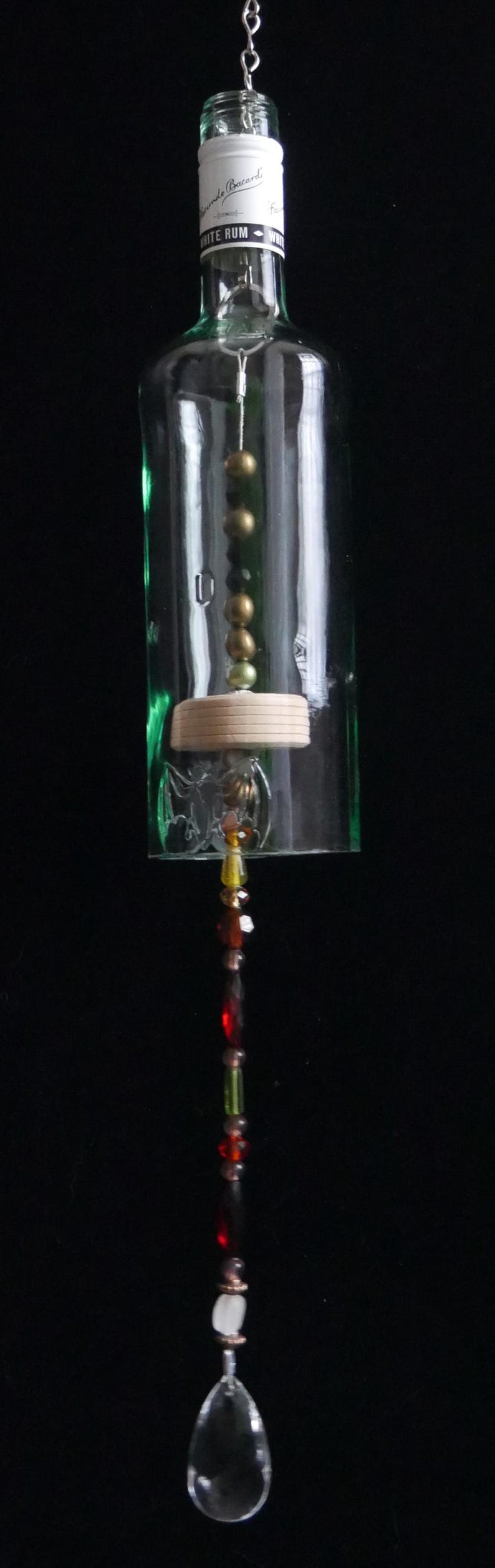 Wine Bottle Windchimes With Chain Hanger Using a Variety of Beads and ...