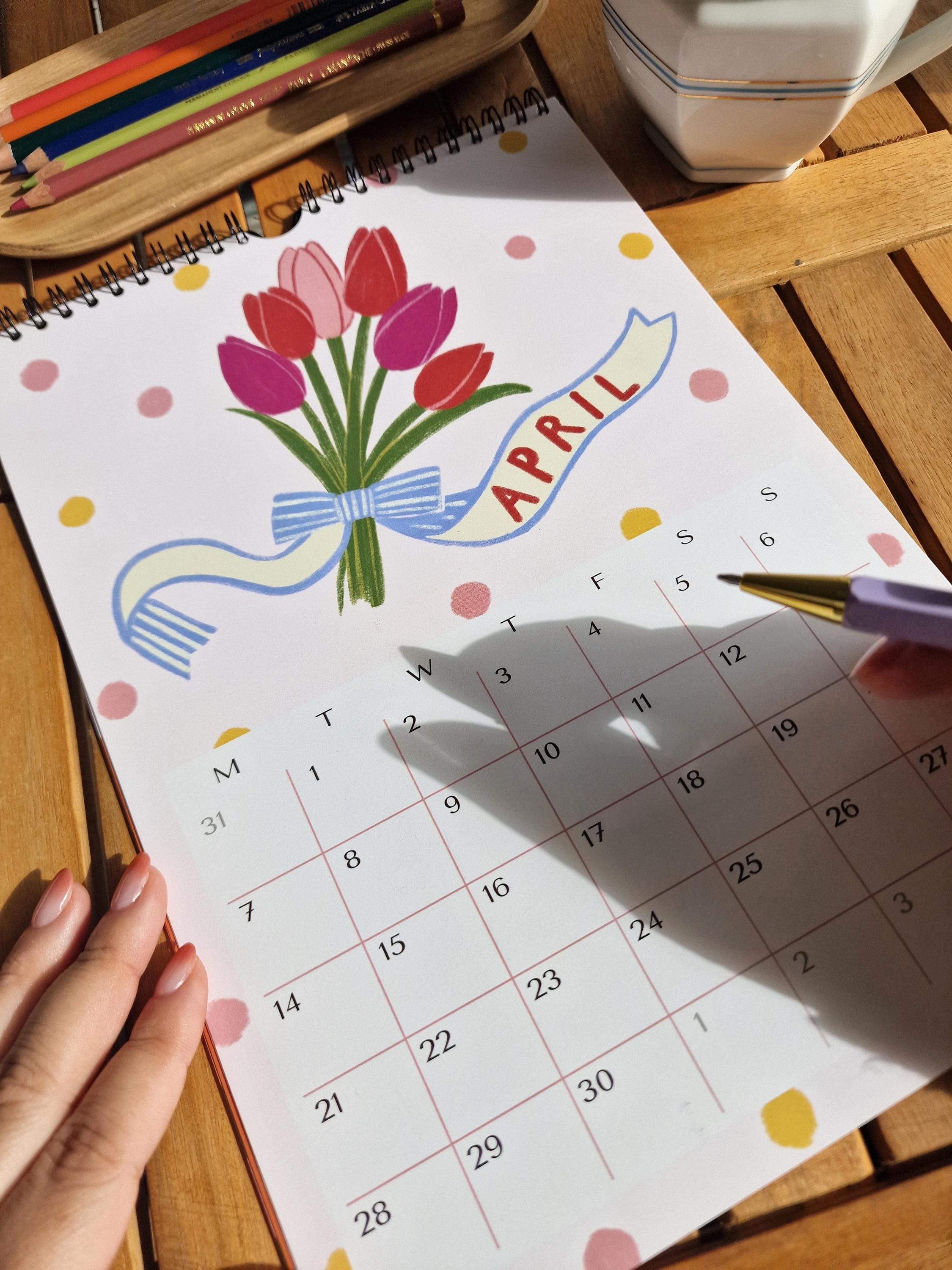 Botanical Art Calendar 2025 Hand Drawn Flower Artwork for Her Home ...