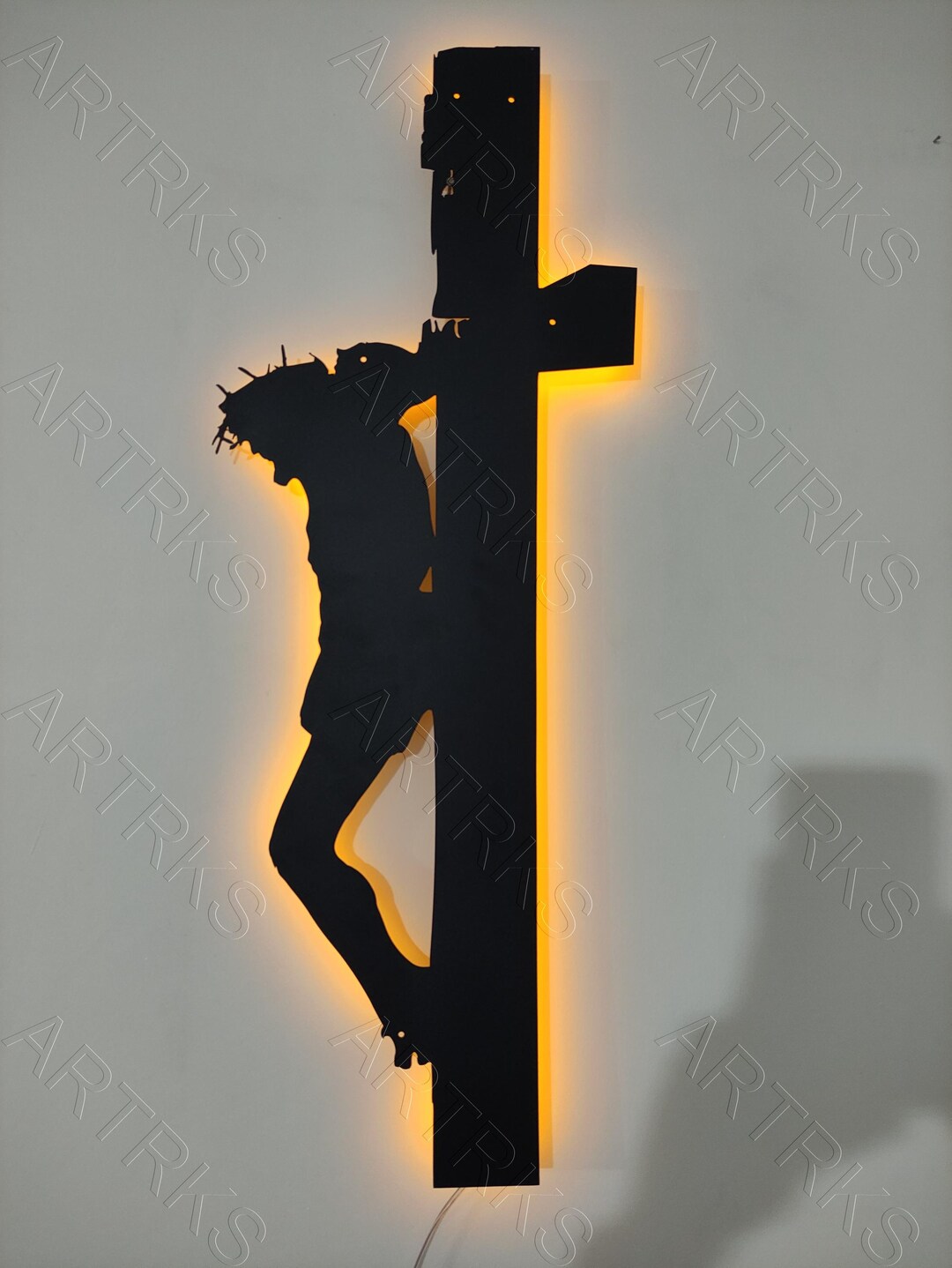 Christ Jesus Cross Metal Wall Art Led Light Jesus Christian Cross Sign ...