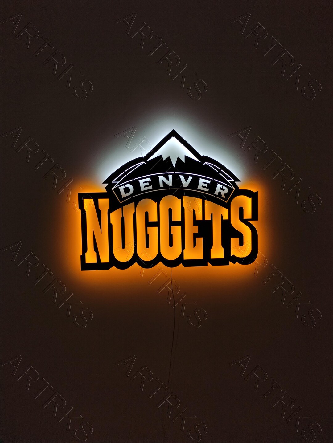 Denver Nuggets LED Sign, Bright Illuminated Team Emblem, Ideal Decor ...