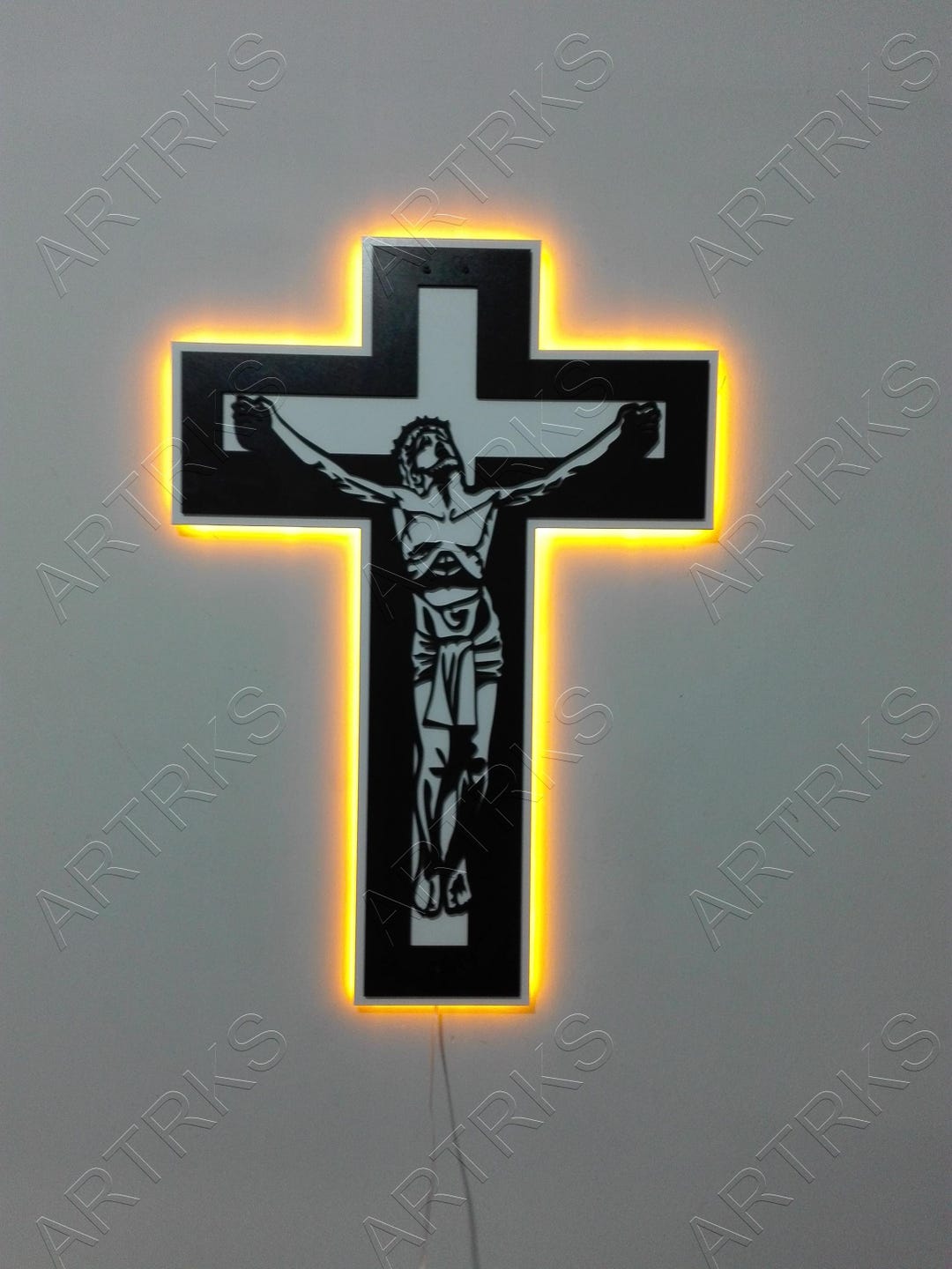 Christ Jesus Cross Metal Wall Art Led Light Jesus Christian Cross Sign ...
