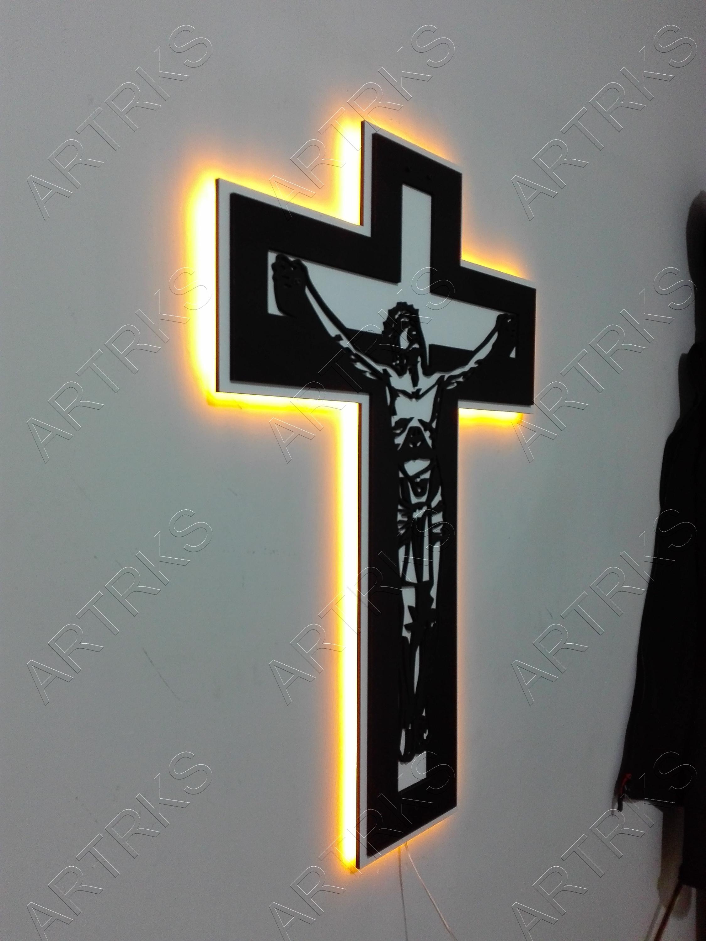 Christ Jesus Cross Metal Wall Art Led Light Jesus Christian Cross Sign ...