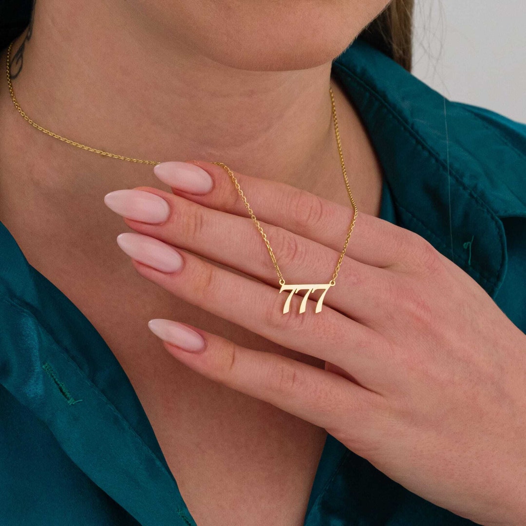 14K Gold Number Necklace, Lucky L Number Jewelry, Custom Necklace ...