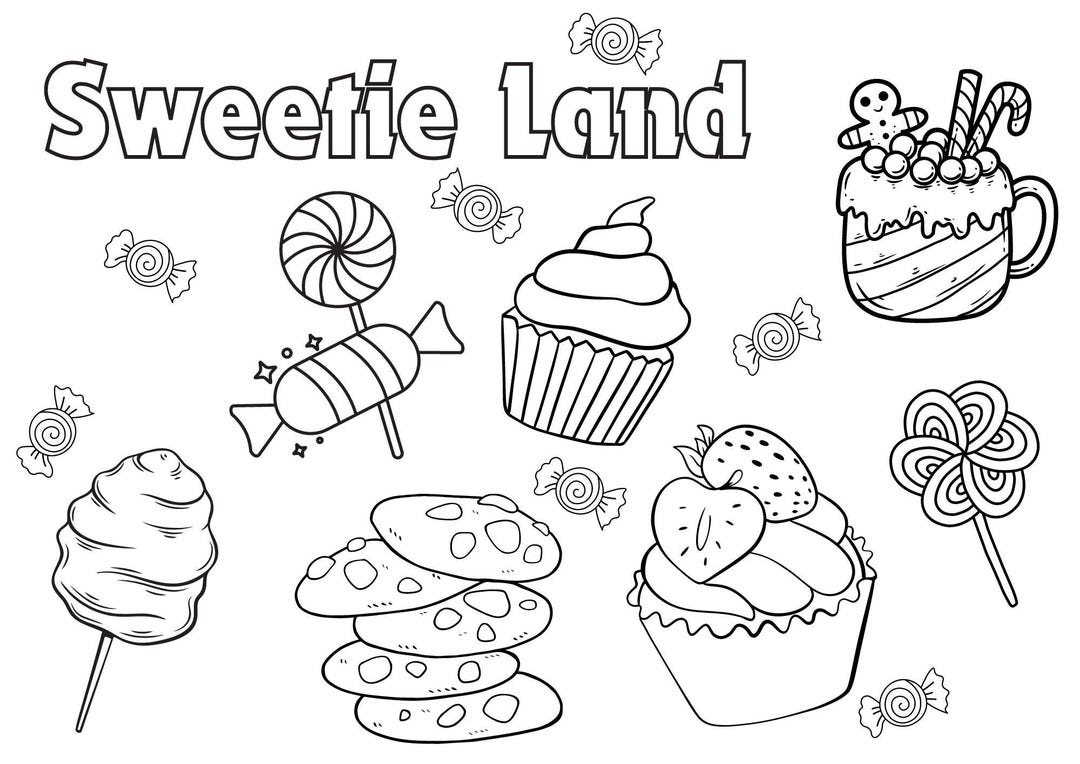 Sweetie Land Colouring Sheet - Etsy
