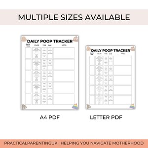 Baby Poop Tracker Printable Sheets/bowel Movement Journal Planner/ibs ...