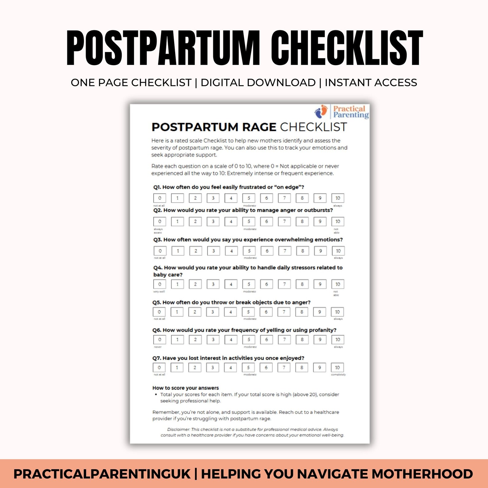 Postpartum Rage Checklist: New Mom Planner (PDF Download) - Etsy