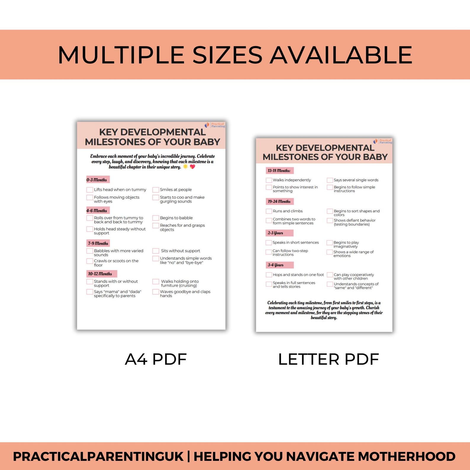 Baby Milestone and Development Chart, Printable Baby Checklist, Baby ...