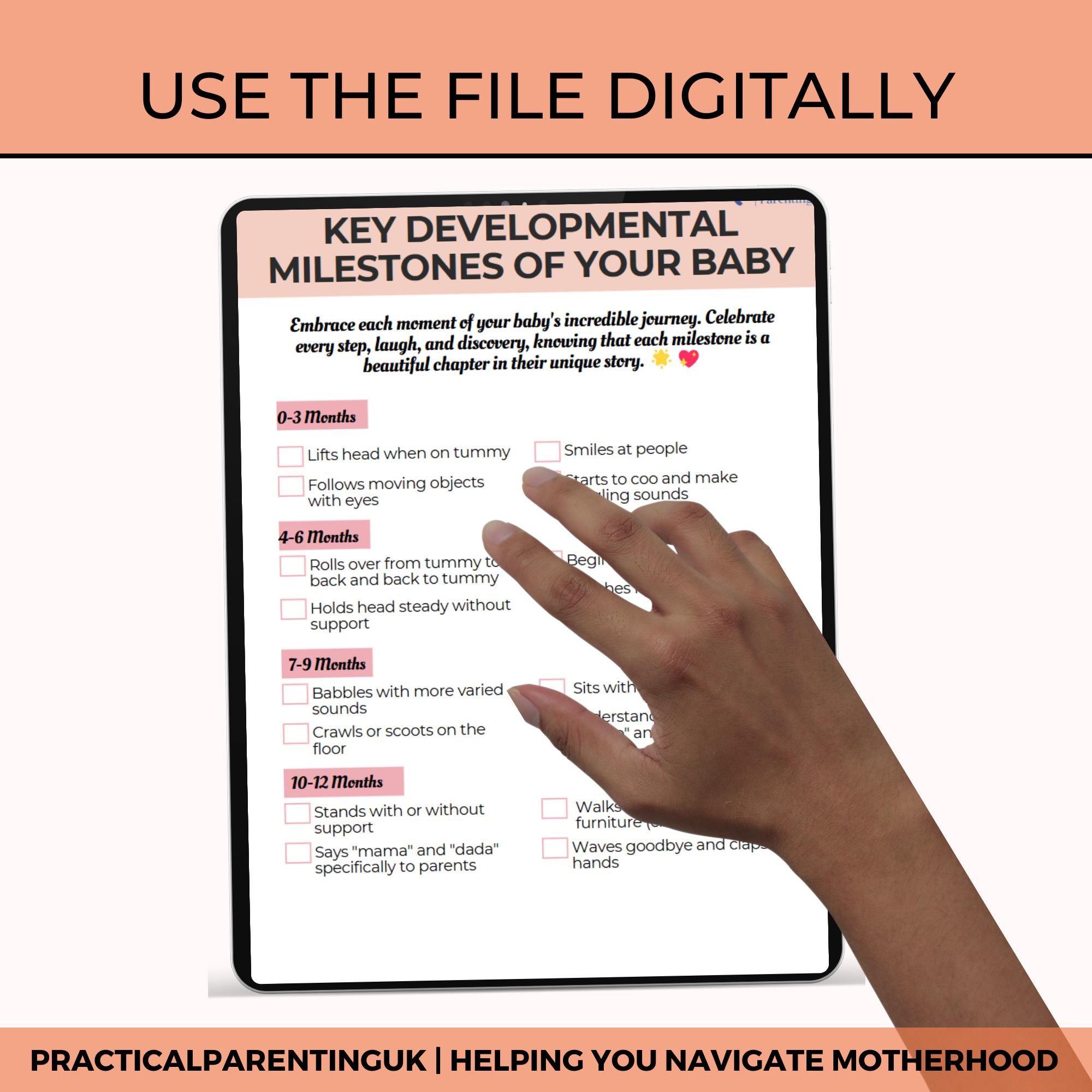 Baby Milestone and Development Chart, Printable Baby Checklist, Baby ...