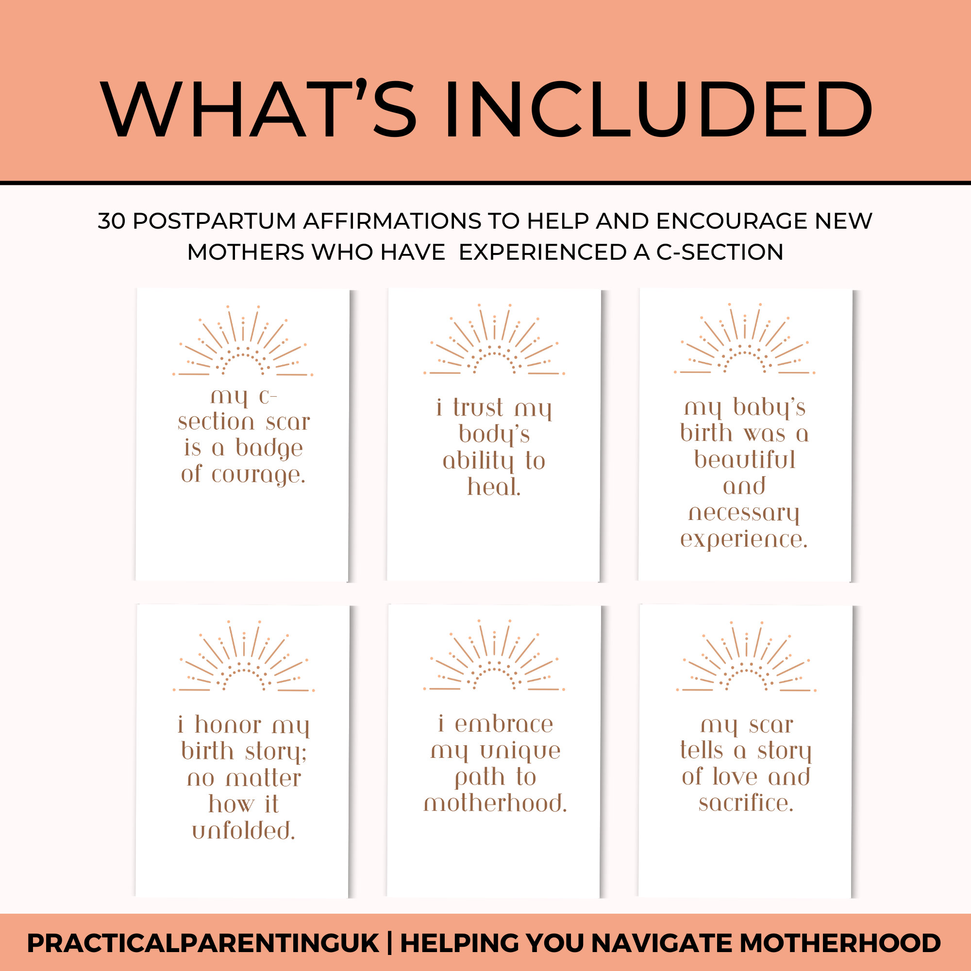 Positive C-section Caesarean Section Birth Affirmation Cards ...