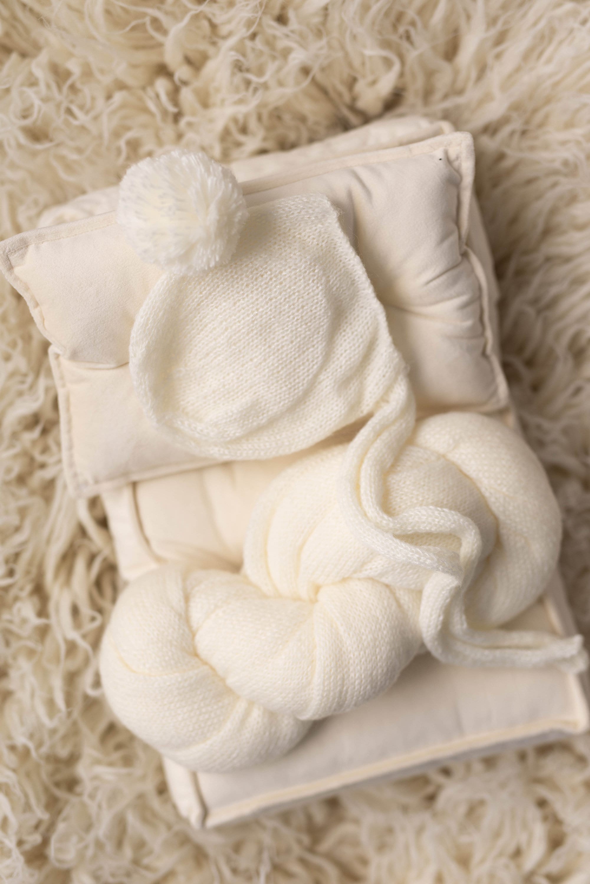 Cream Newborn Props Set - Complete Photography Bundle With Wrap, Bonnet ...