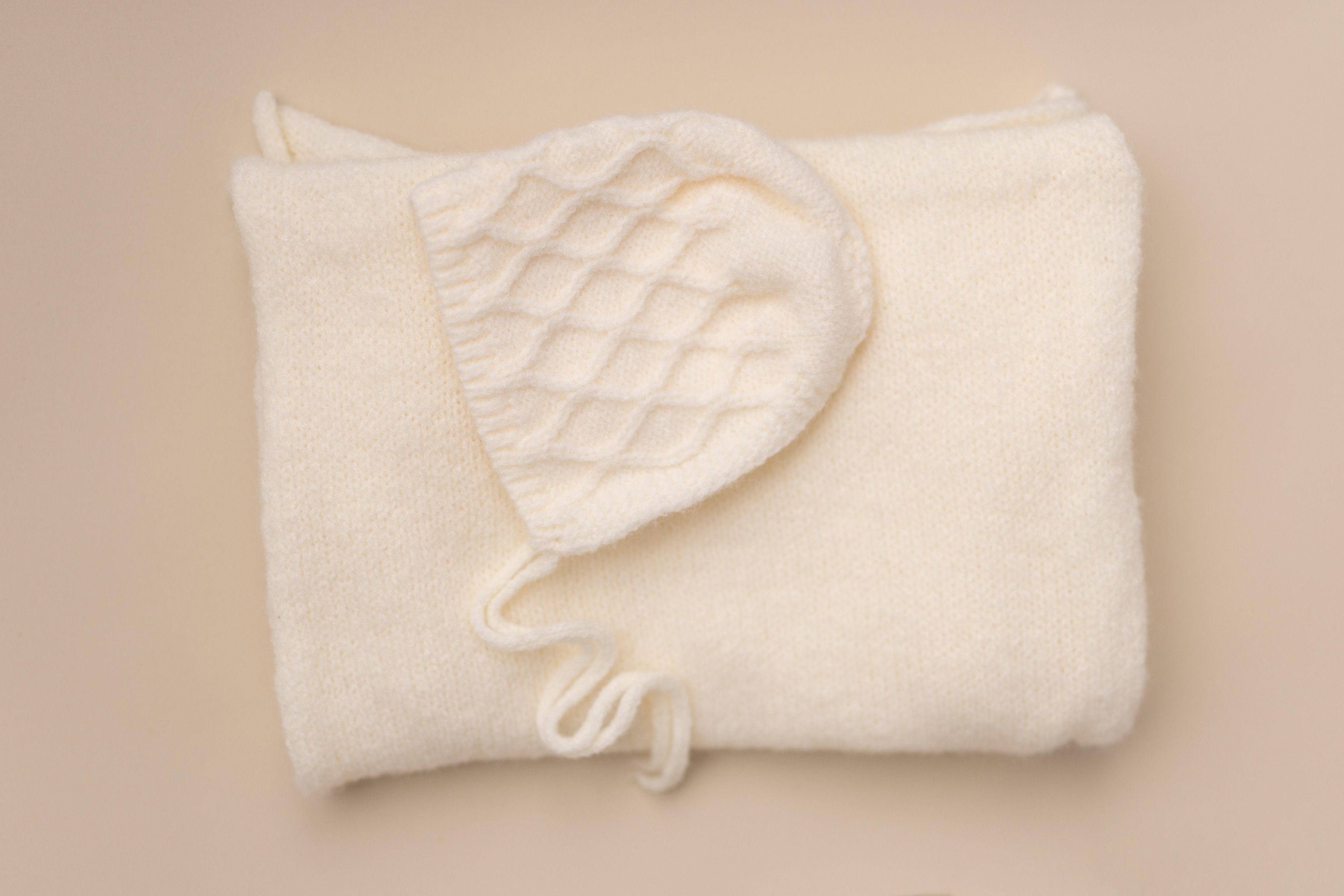 Cream Newborn Props Set - Complete Photography Bundle With Wrap, Bonnet ...