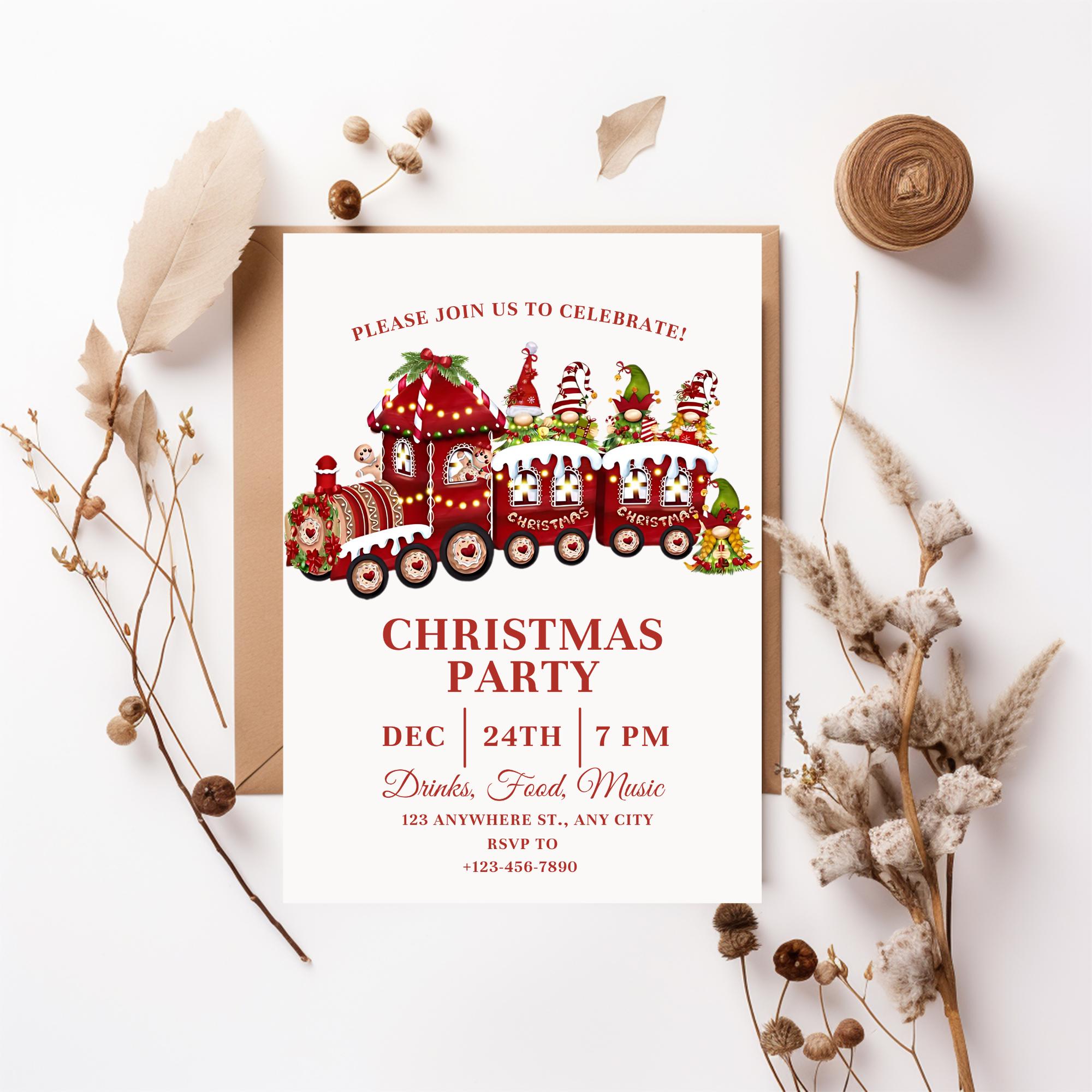 Editable Express Train Invitation Template, Movie Night North Pole ...