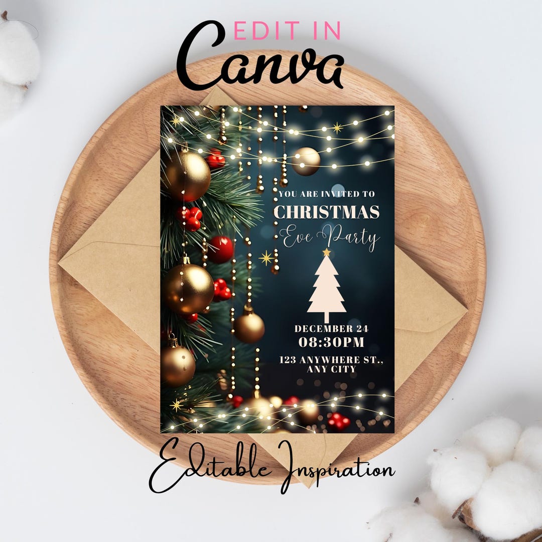 Editable Christmas Party Invitation Template, Annual Holiday Party ...