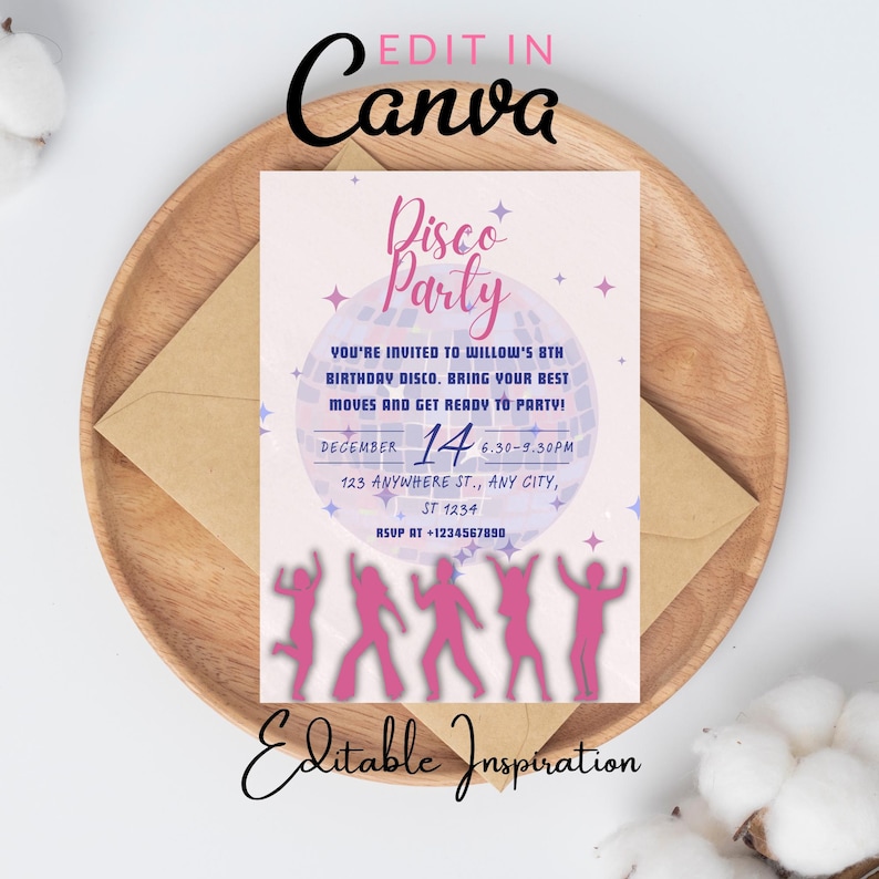 Editable Disco Ball Party Invitation Printable: "dance PARTY Invitation ...