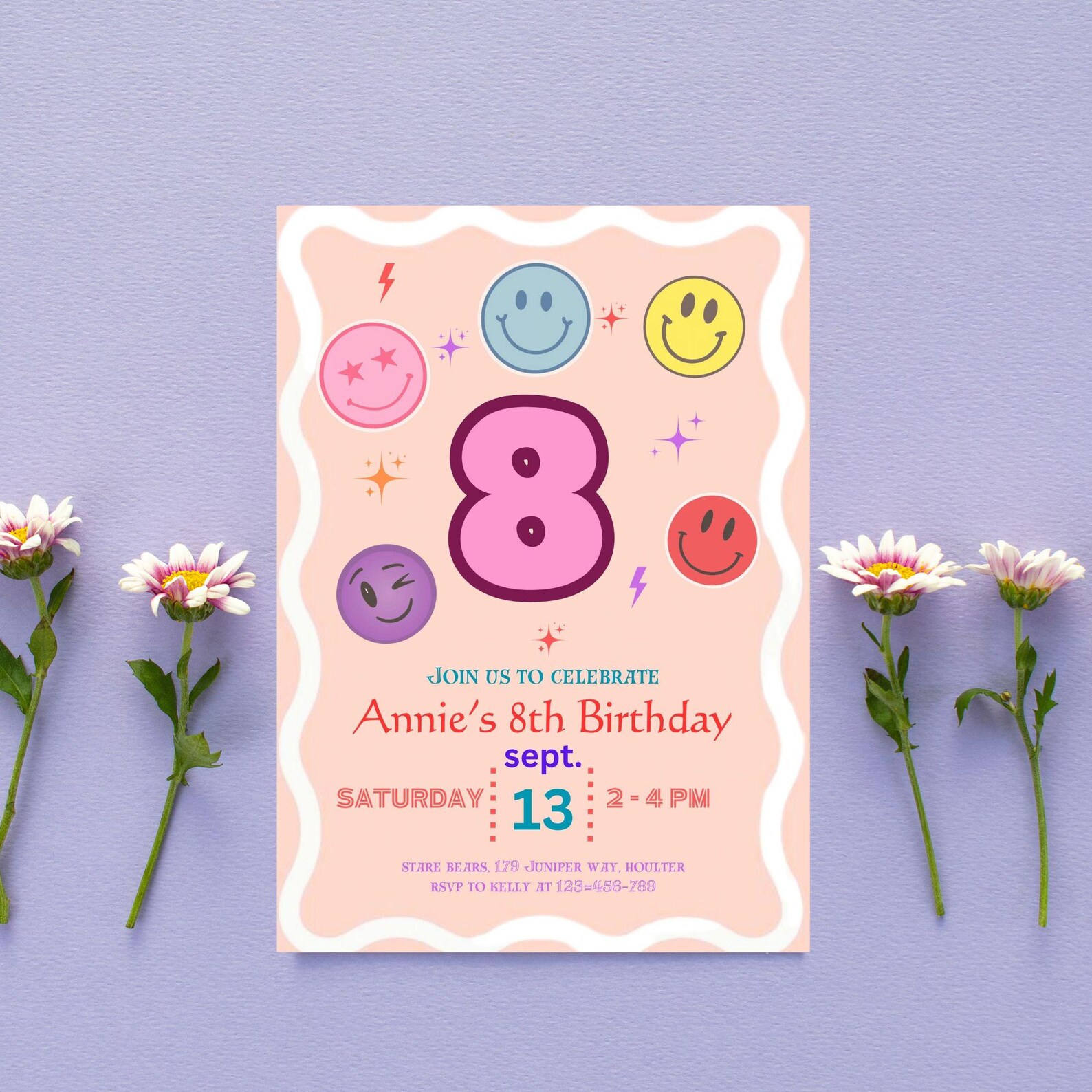 Editable Smiley Face Invite, Smiley Face Birthday, Emoji Invitation ...