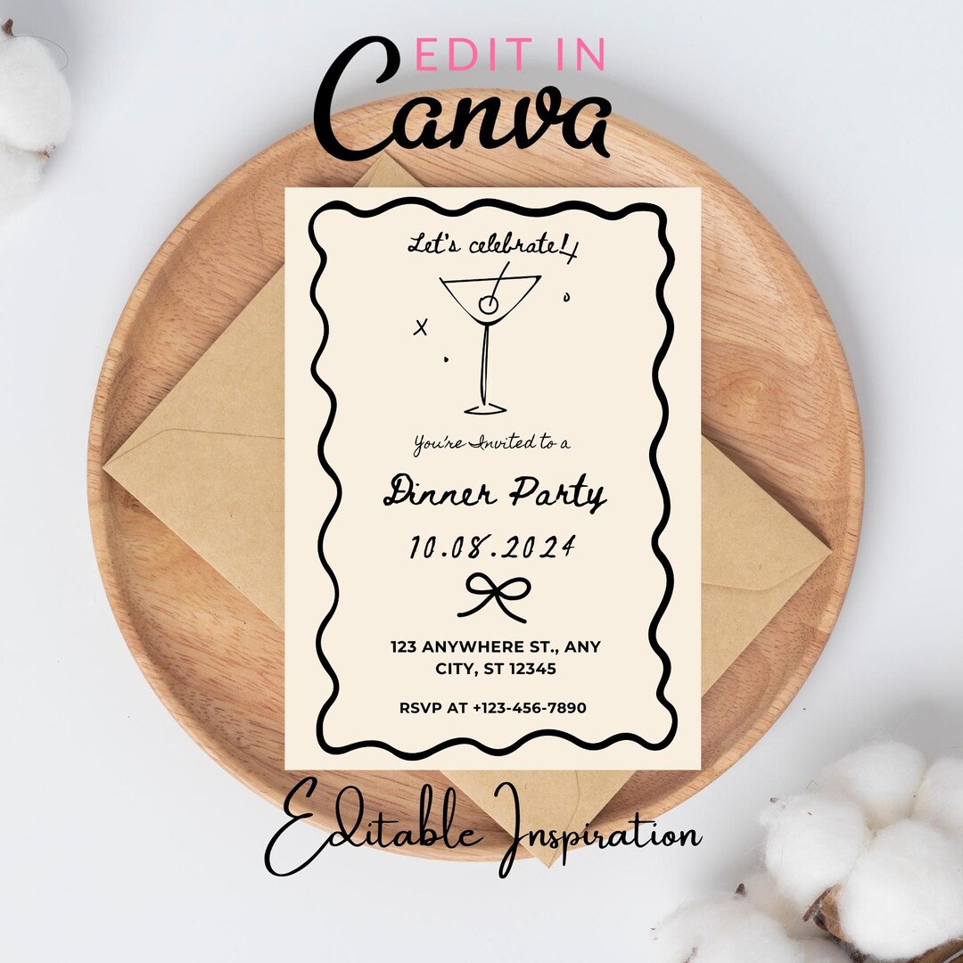 Chic Birthday Hand Drawn Invite Retro Invitation Whimsical Birthday ...