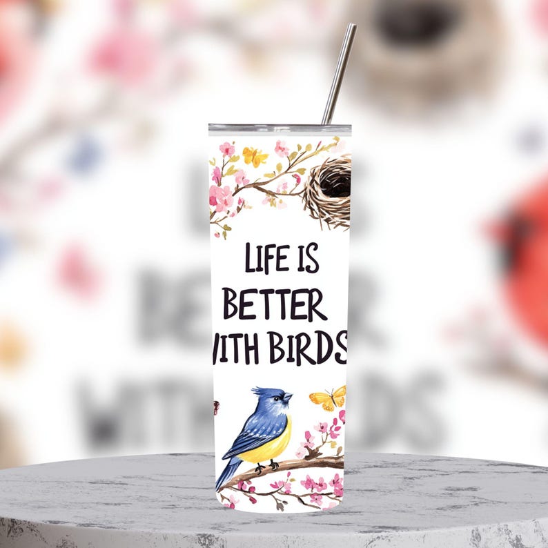 Birds Tumbler Wrap Sublimation Design: 20oz Skinny Tumbler (digital ...