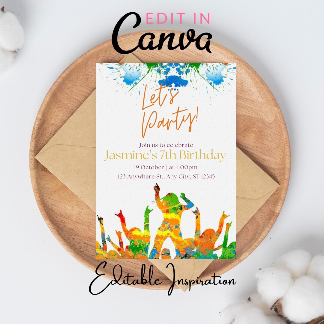 Editable Let's Party Birthday Invitation, Surprise Birthday Party ...