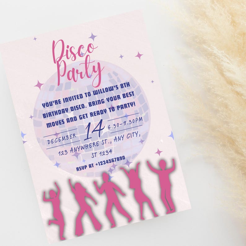Editable Disco Ball Party Invitation Printable: dance PARTY Invitation ...