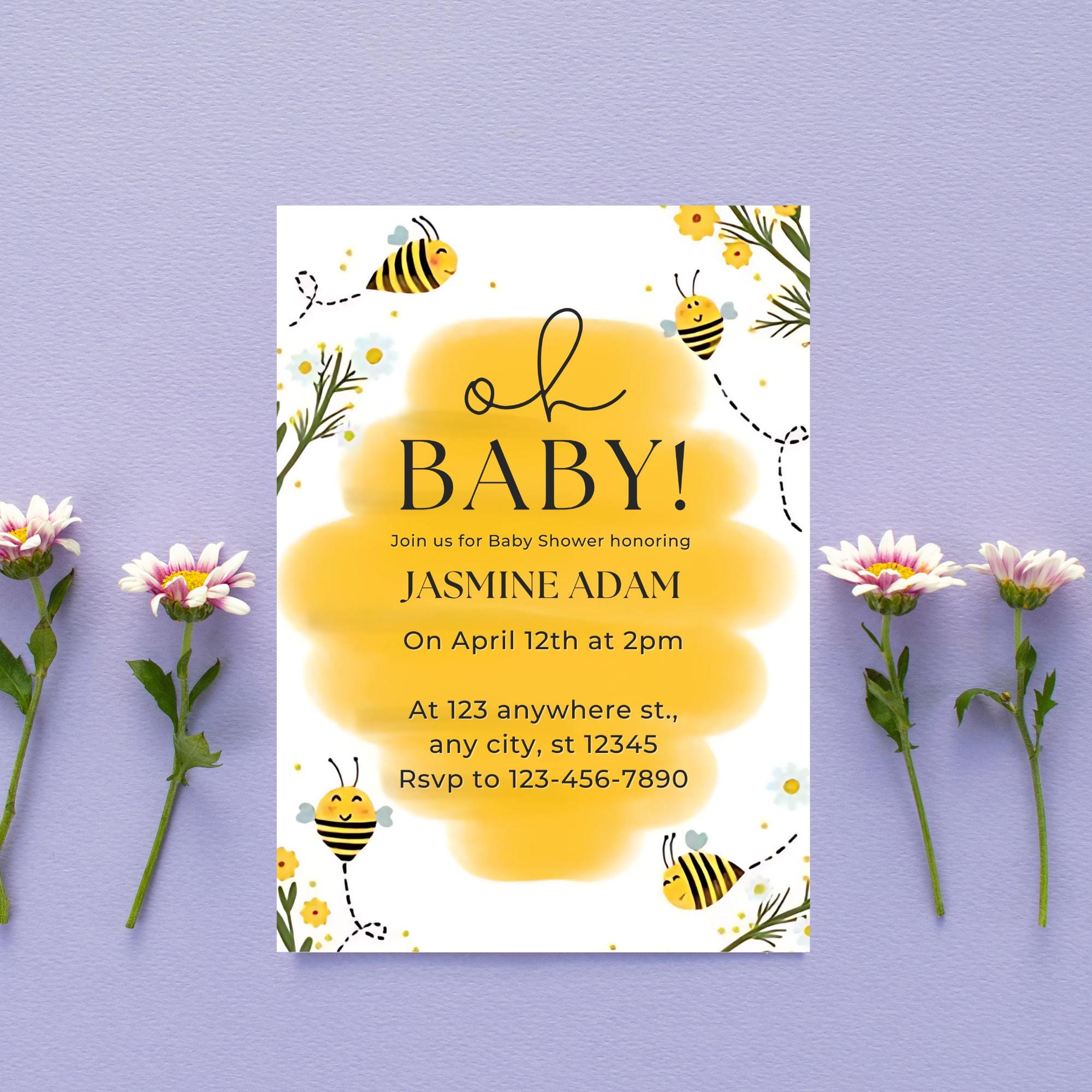 Editable Honey Bee Gender Reveal Invitation What Will Baby Bee Invite ...
