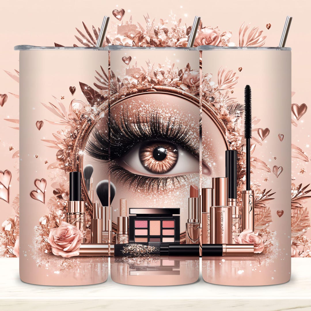 Makeup Artist Tumbler Wrap: Cosmetics Design, 20oz Skinny Tumbler (PNG ...