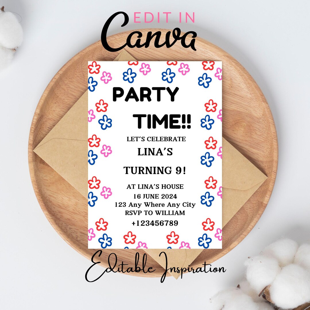 Confetti Party Invitation, It's Party Time, Colorful Invite, Simple ...