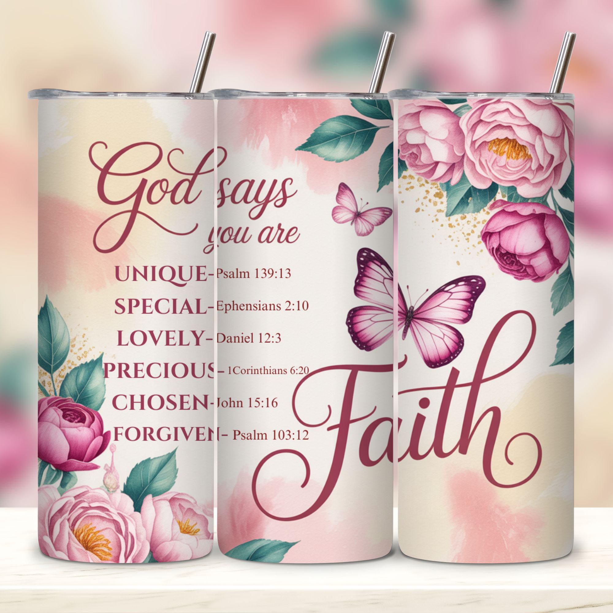 God Says You Are Christian 20oz Skinny Tumbler Wrap, Bible Verse Faith ...