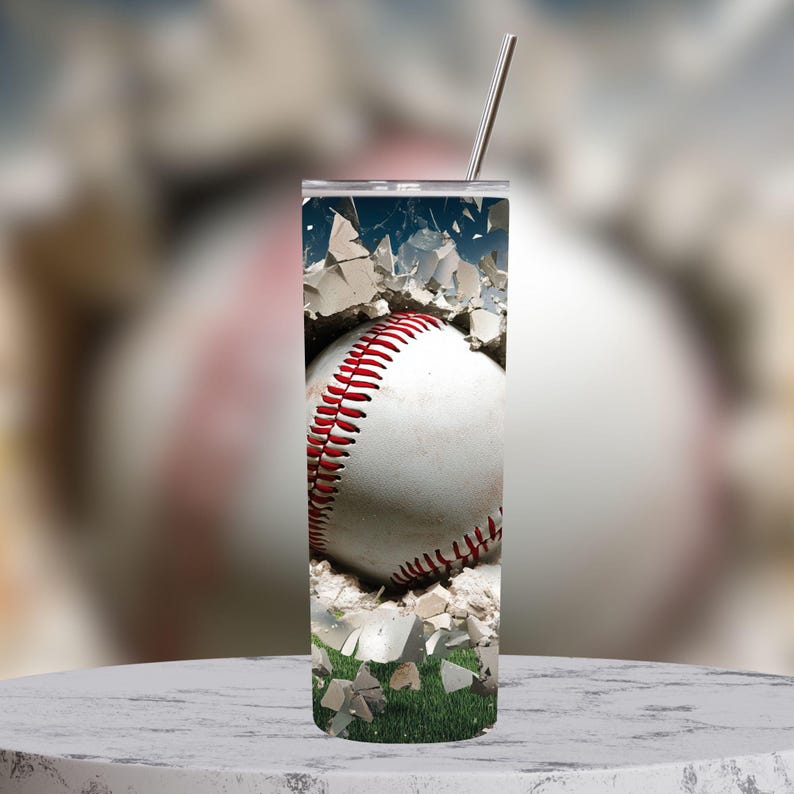 3D Baseball Tumbler Wrap, 20oz Skinny Sublimation Sports and Baseball ...