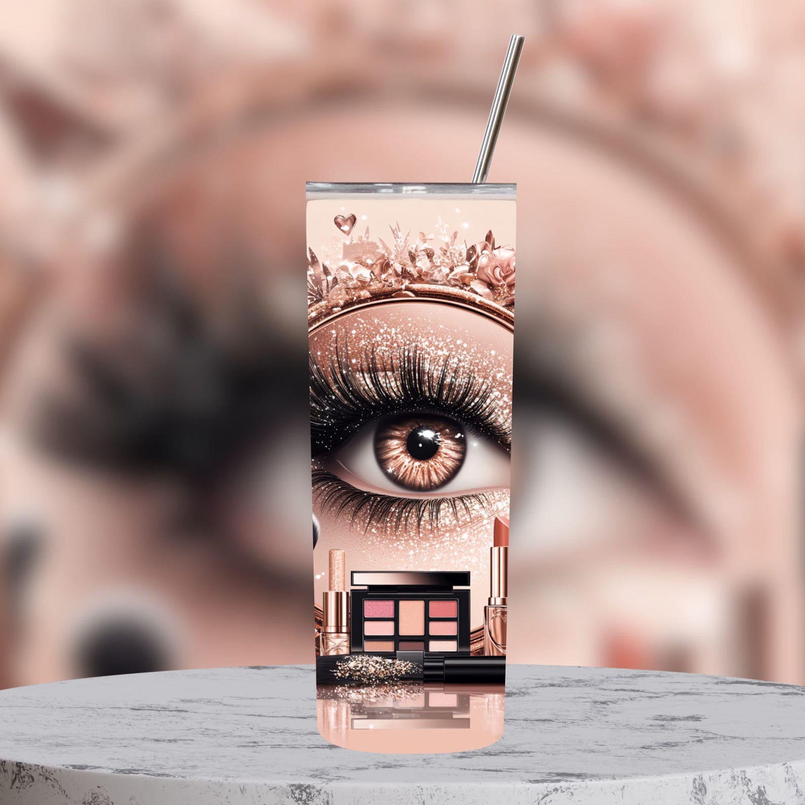 Makeup Artist Tumbler Wrap: Cosmetics Design, 20oz Skinny Tumbler (PNG ...