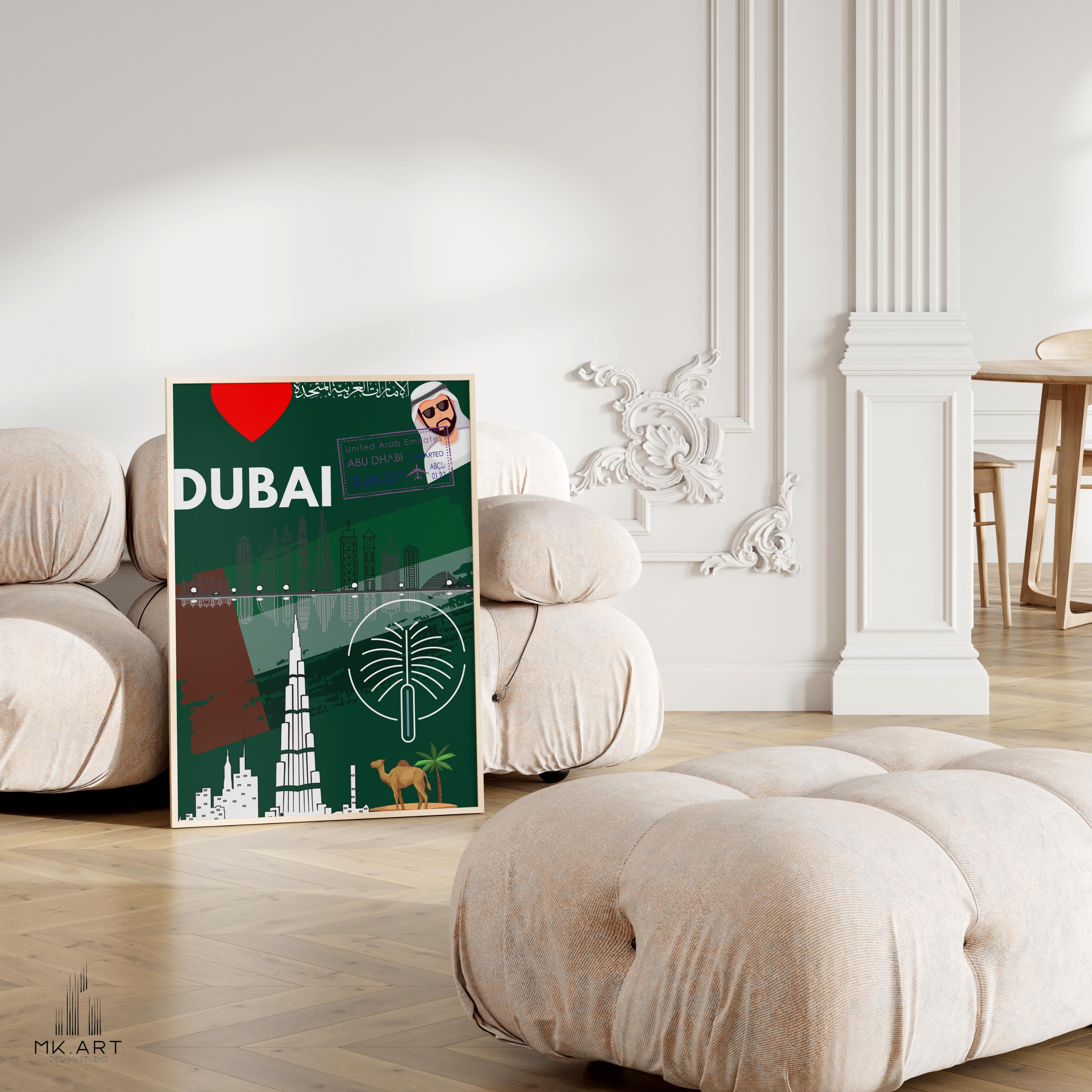 Dubai City Printable Wall Art, Travel Print, City Poster, Maximalist ...