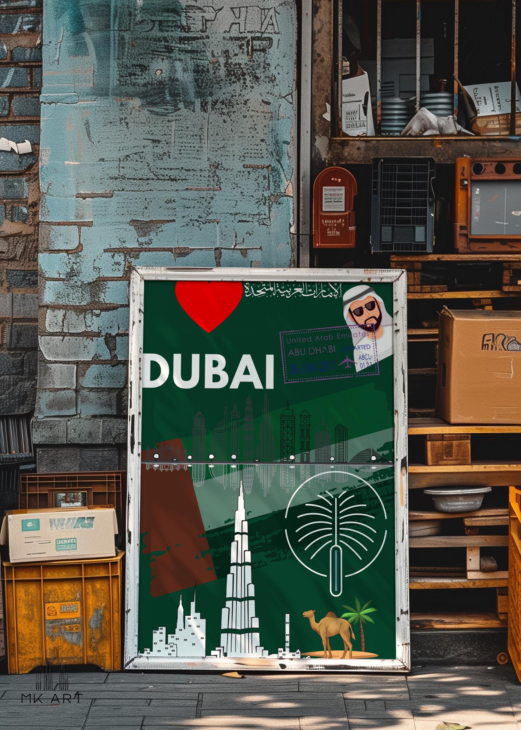 Dubai City Printable Wall Art, Travel Print, City Poster, Maximalist ...