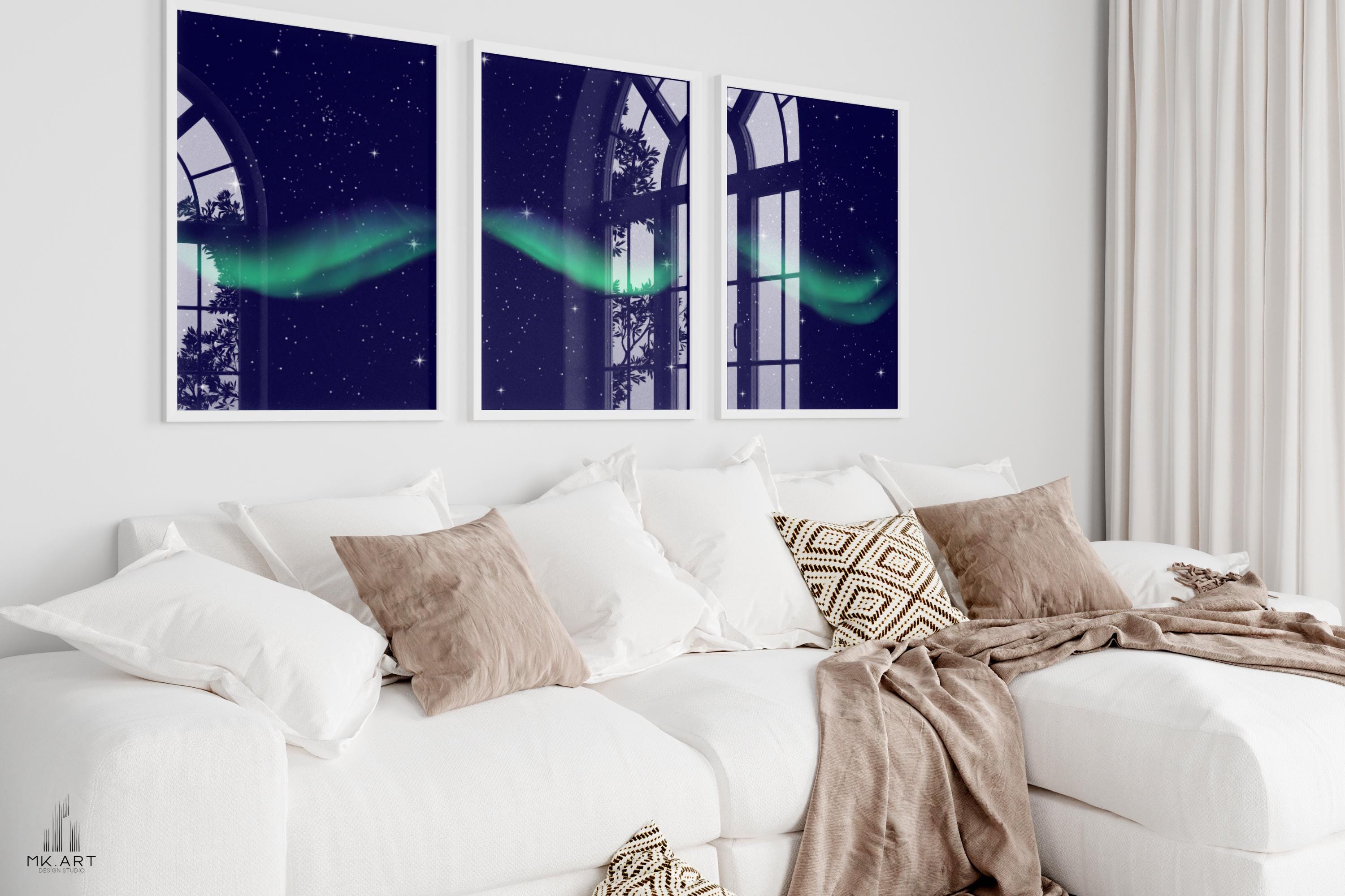 Northern Lights Wall Art Set, Printable Wall Decor, Aurora Borealis ...
