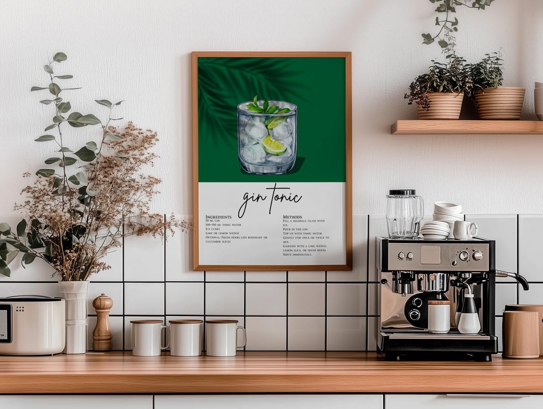 Gin and Tonic Recipe Wall Art Print for Kitchen or Bar Decor ...