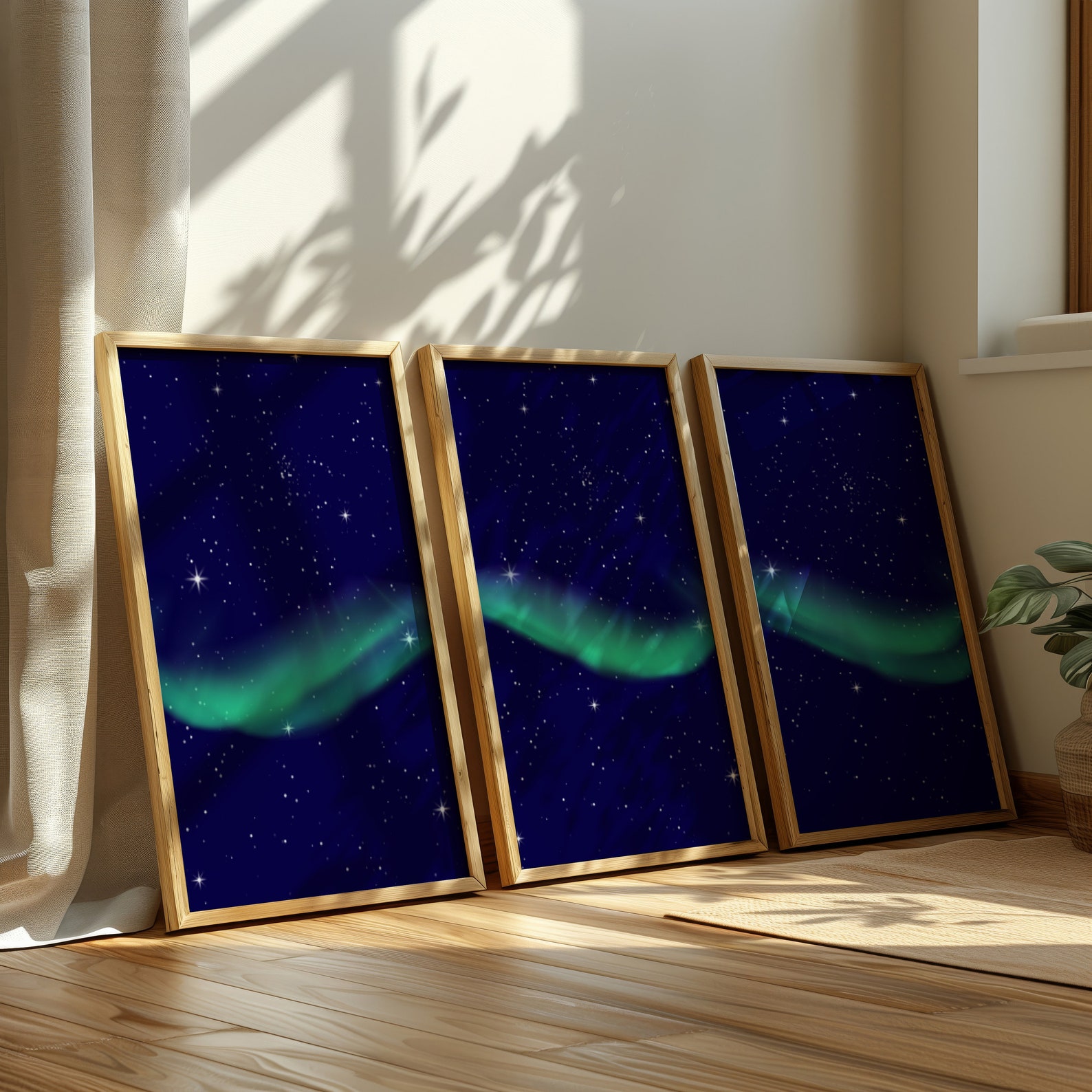 Northern Lights Wall Art Set, Printable Wall Decor, Aurora Borealis ...