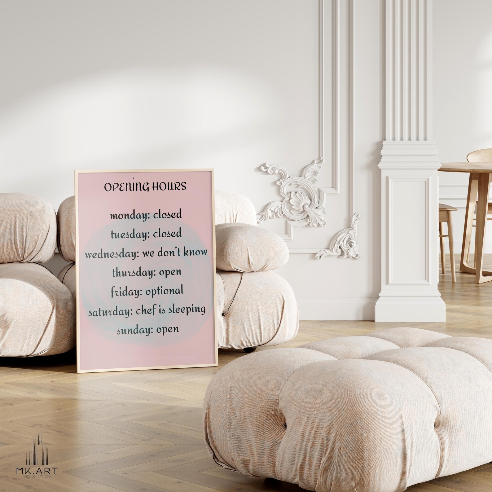 Funny Opening Hours Printable Wall Art -unique Restaurant Schedule Sign ...