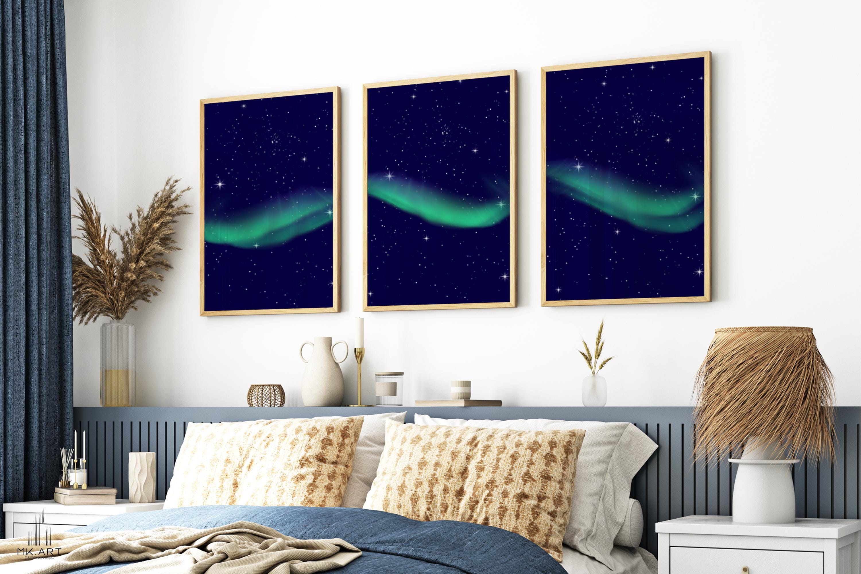 Northern Lights Wall Art Set, Printable Wall Decor, Aurora Borealis ...