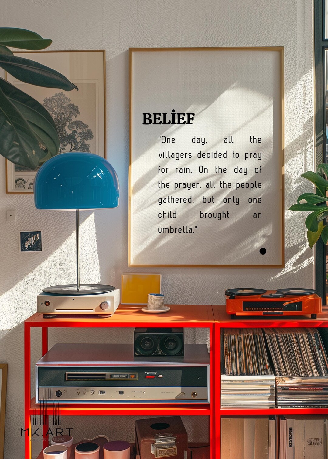 Minimalist Inspirational Wall Art Print With "belief" Quote, Framed ...