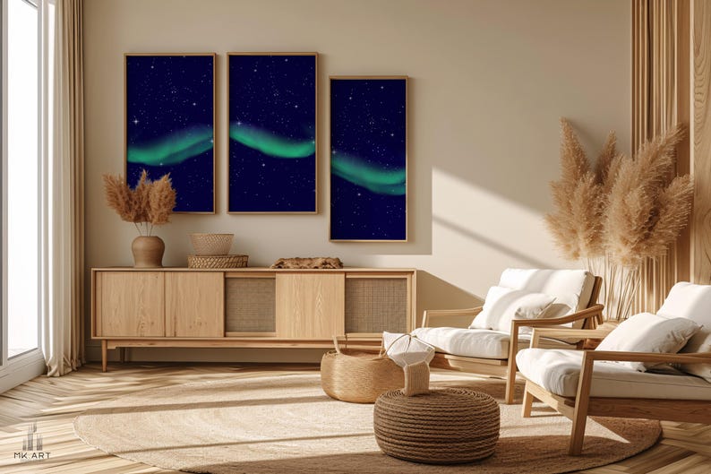 Northern Lights Wall Art Set, Printable Wall Decor, Aurora Borealis ...