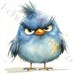 Grumpy Birds Clipart Set, Cute Fluffy Watercolor Birds, High Quality ...