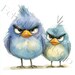 Grumpy Birds Clipart Set, Cute Fluffy Watercolor Birds, High Quality ...