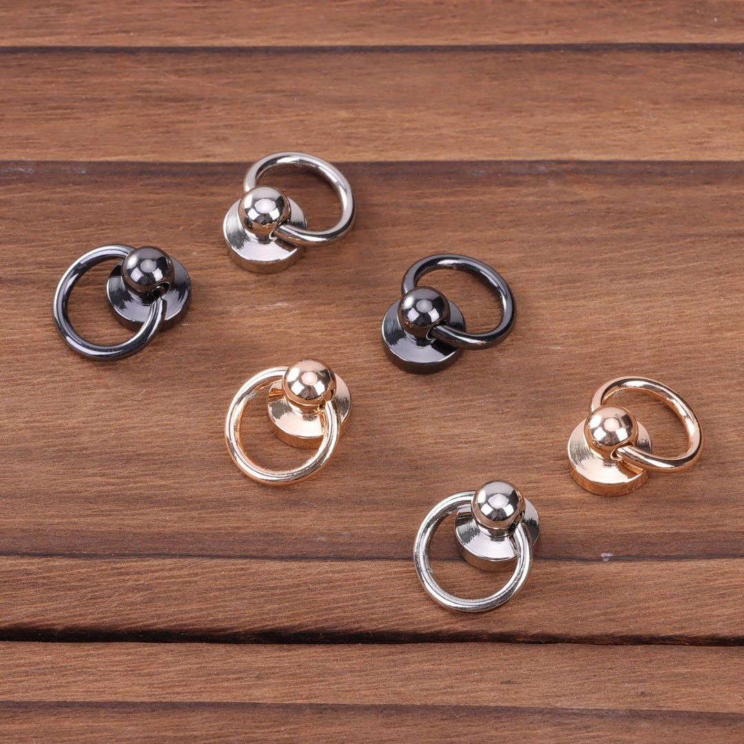 5 Pack Wallet Chain Connector Solid Brass Ball Post Screw Back O-ring ...