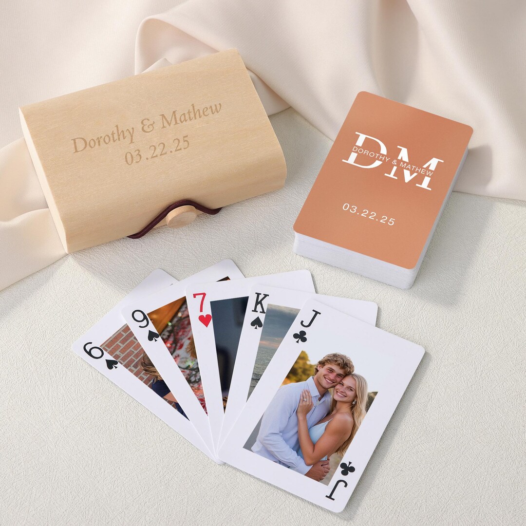 Custom Monogram Playing Cards With Photo, Unique Photo Gift, Deck of ...
