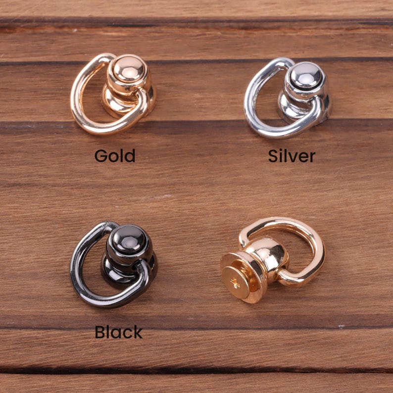 Brass Chicago Screw With Ring, Screw Rivets With Swivel D-ring, Bag ...