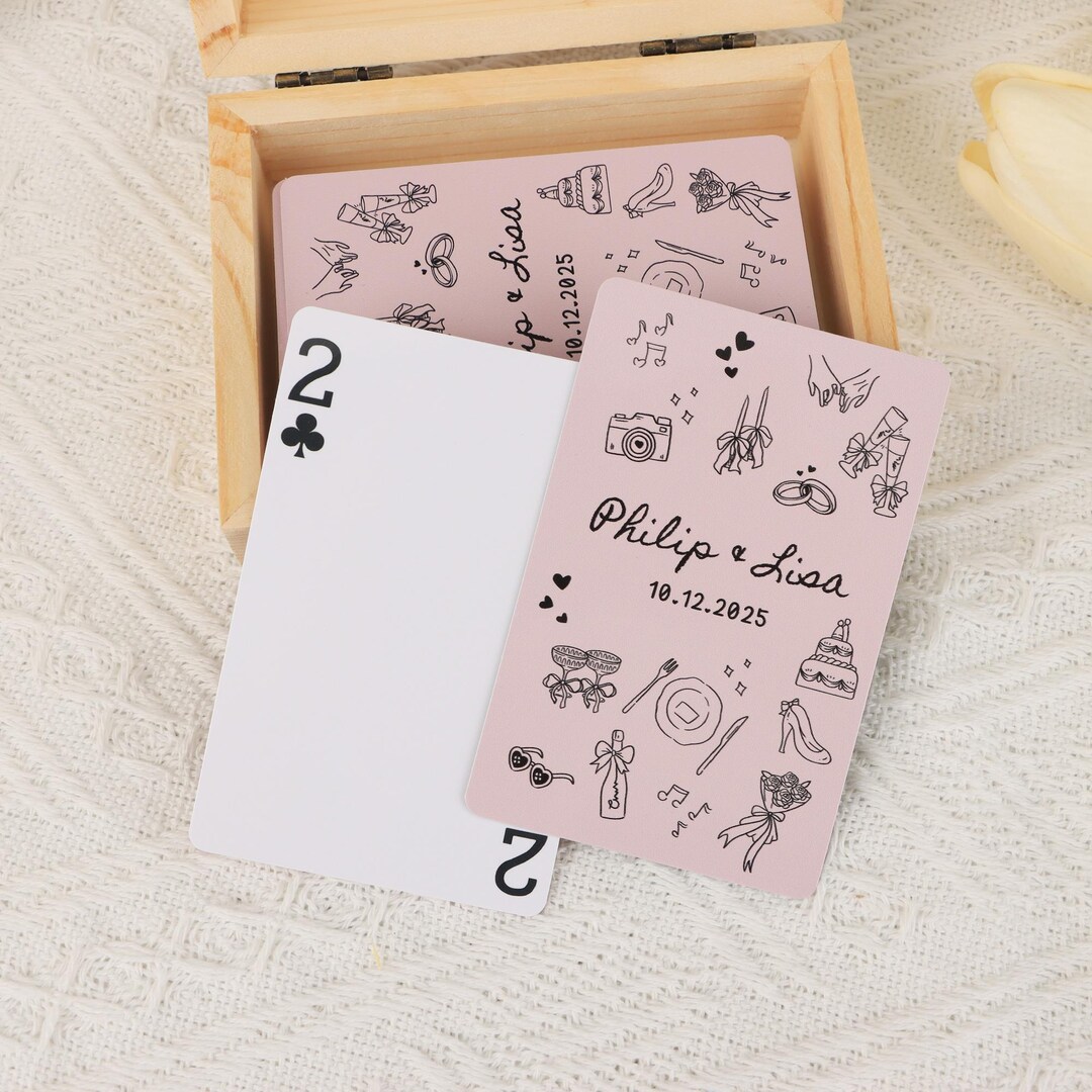 Hand-drawn Wedding Playing Cards, Custom Guest Book Deck - Etsy