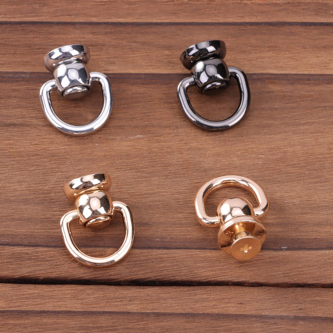 Brass Chicago Screw With Ring, Screw Rivets With Swivel D-ring, Bag ...
