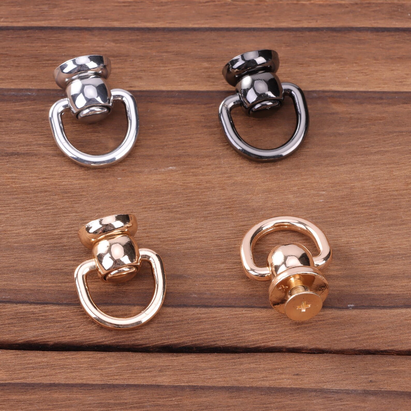 Brass Chicago Screw With Ring, Screw Rivets With Swivel D-ring, Bag ...