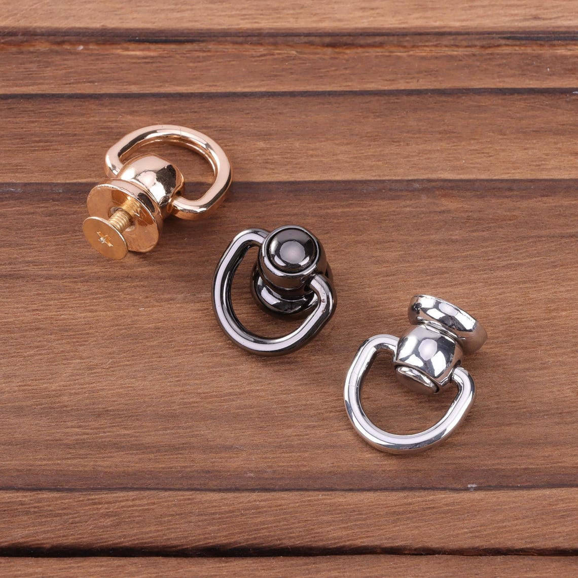 Brass Chicago Screw With Ring, Screw Rivets With Swivel D-ring, Bag ...