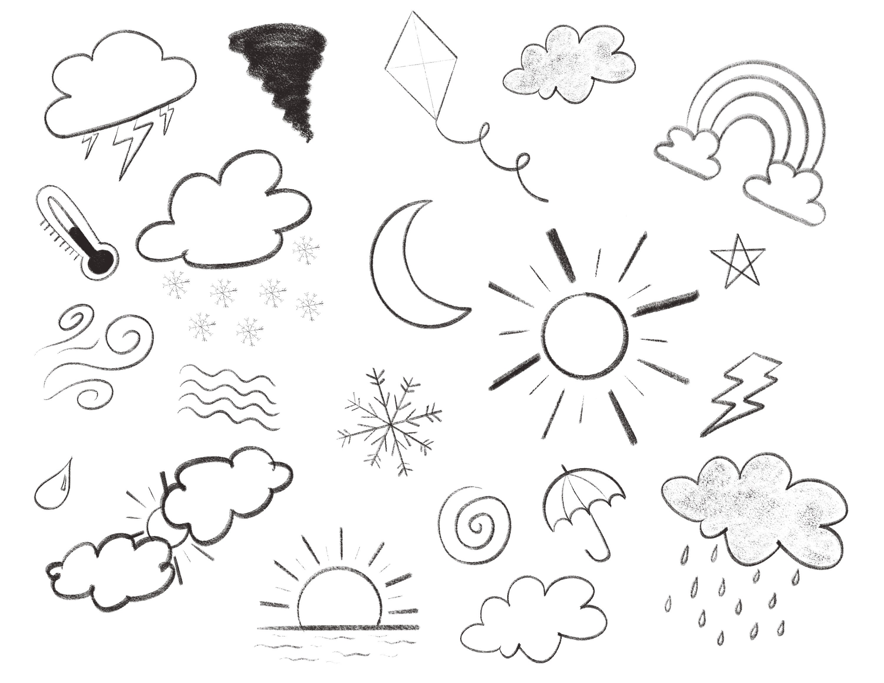 Hand Drawn Weather Doodles PNG Instant Download - Etsy